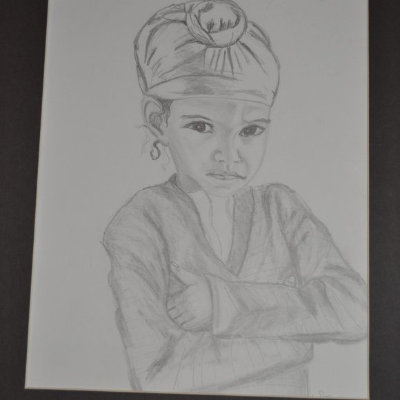 Art | Original Art Pencil Sketch Grumpy Indian Boy | Poshmark